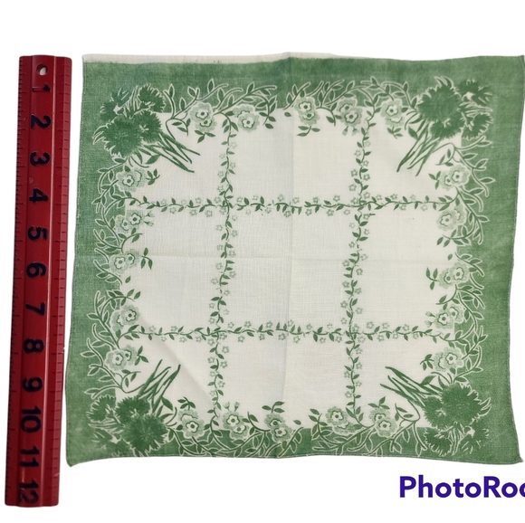 Vintage | Accessories | Vintage Green Floral Print Square Handkerchief ...